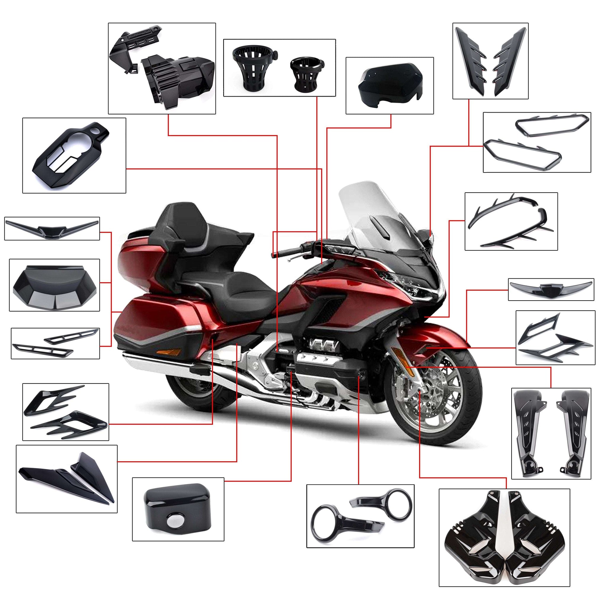 PANICAL Motorcycle Accessories Front Rear Black Trim Kit For Honda Gol